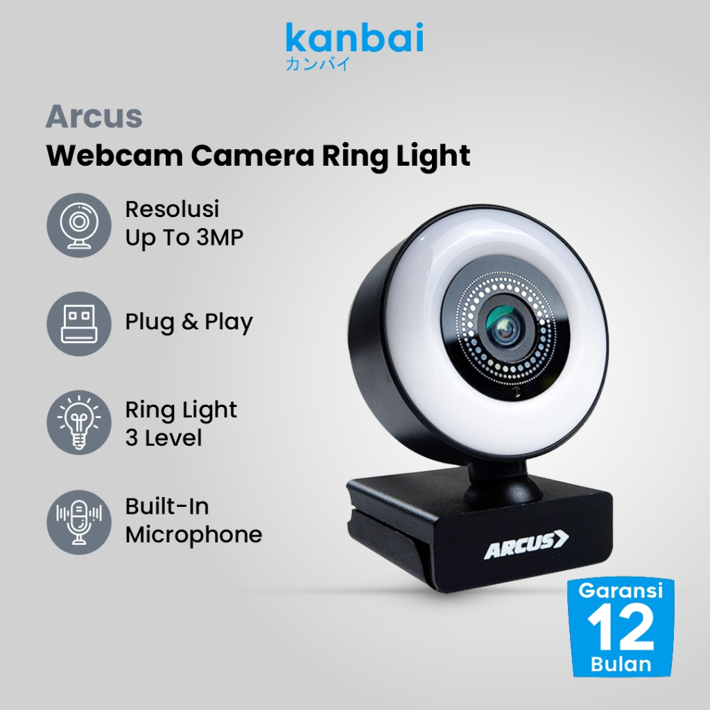 Jual Webcam Laptop Ring Light 3MP ACW-07V Built-In Microphone Garansi ...