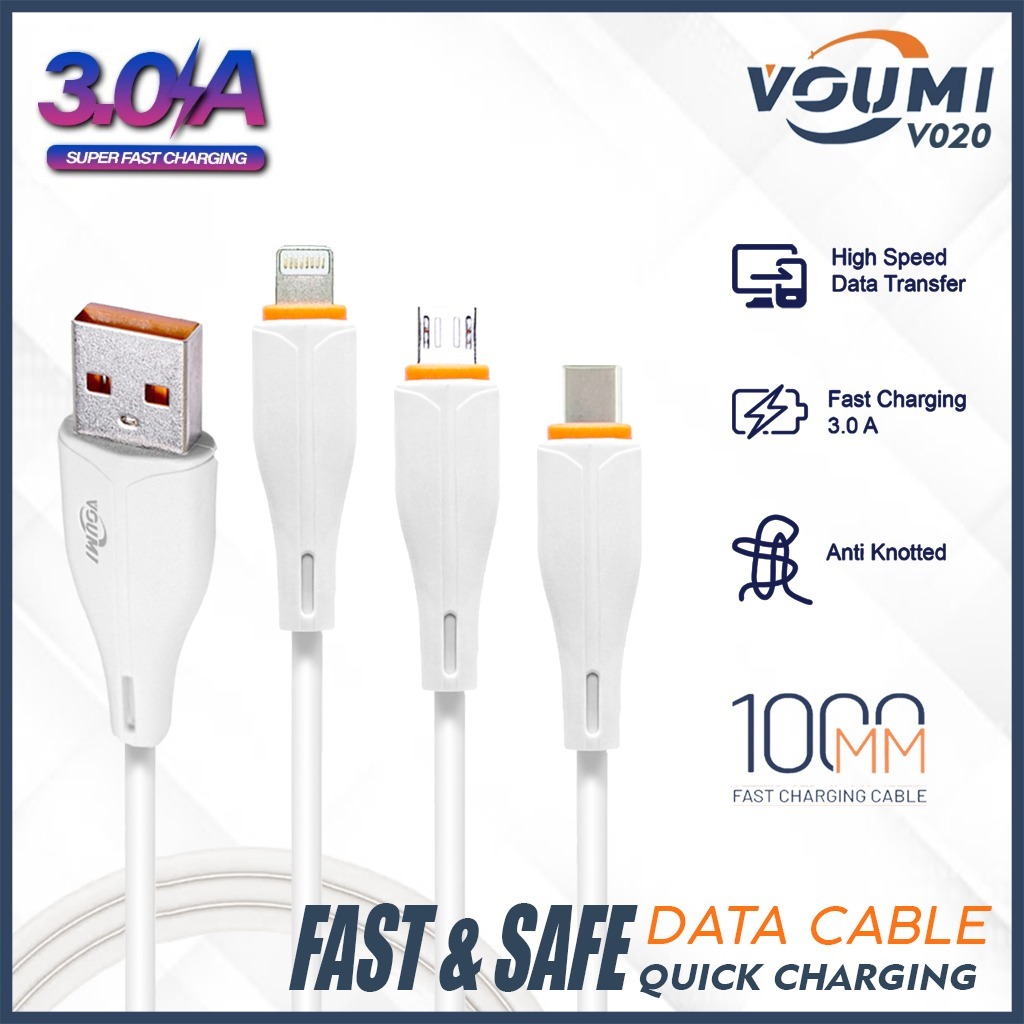 Jual Kabel Data VOUMI V-020 High Speed & Fast Charging 3.0A USB-A to ...