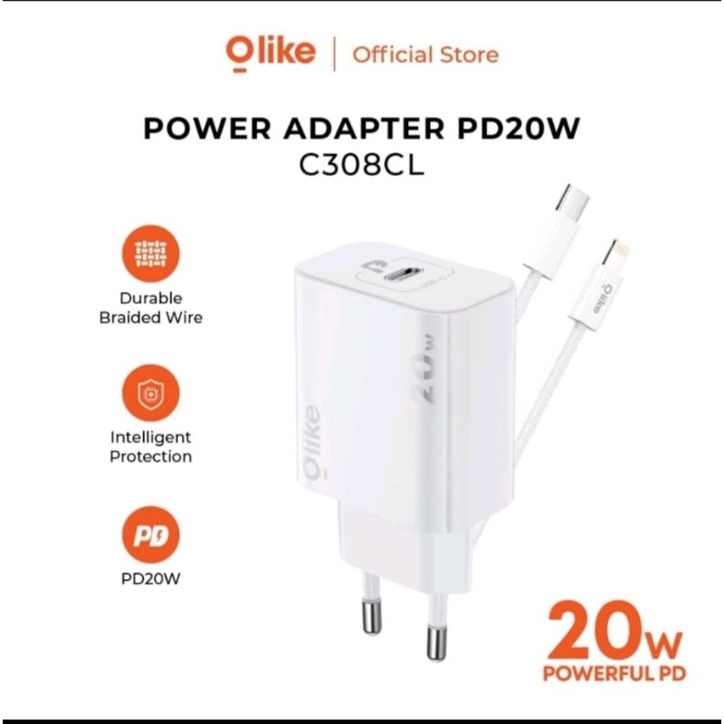 Jual OLIKE C308CL Adapter Power Charger Set Kabel Type C to Lightning ...