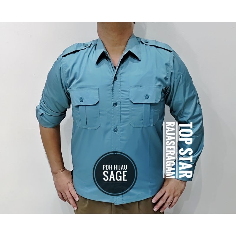 Jual Seragam Baju Hijau Ijo Sage Mint Kemeja Panjang TV Net TV PDH PDL ...