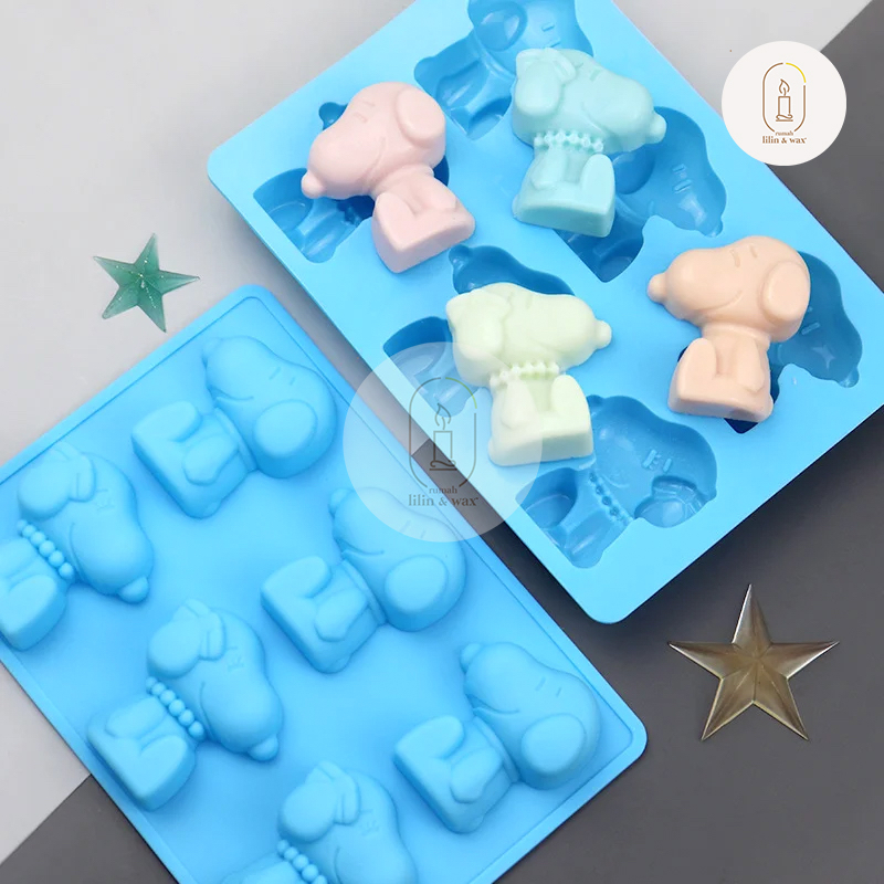 Jual Cetakan Snoopy Lilin Plaster Coklat Kue Snoppy Ornament 6 Lubang 6 ...
