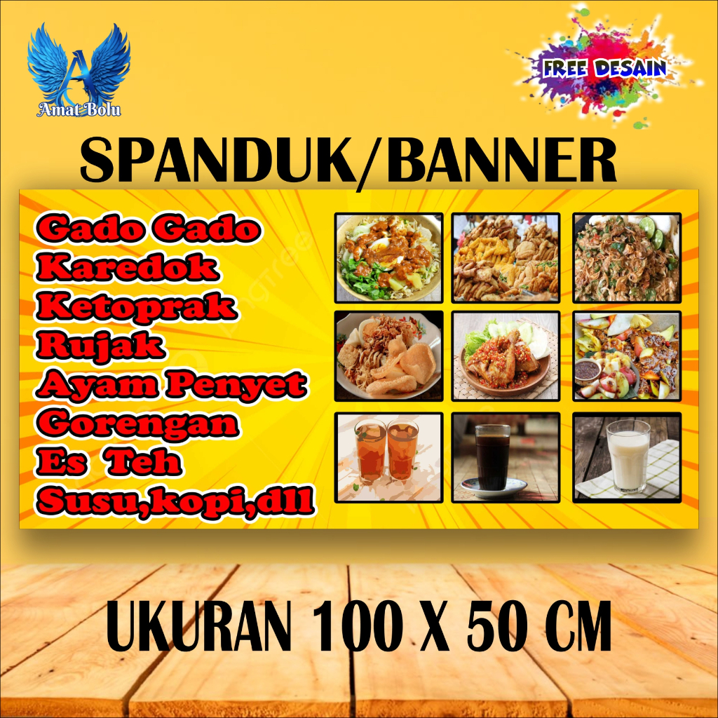 Jual Cetak Banner Cetak Spanduk Gado Gado Karedok Ukuran 100X50 CM BISA ...