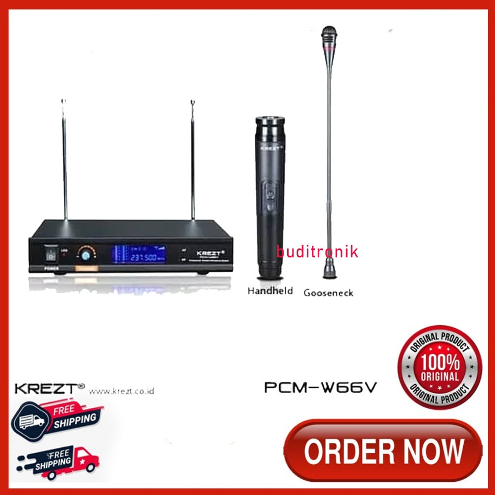 Jual Microphone Podium / Pidato / Condenser Wireless Krezt PCM-W66V ...