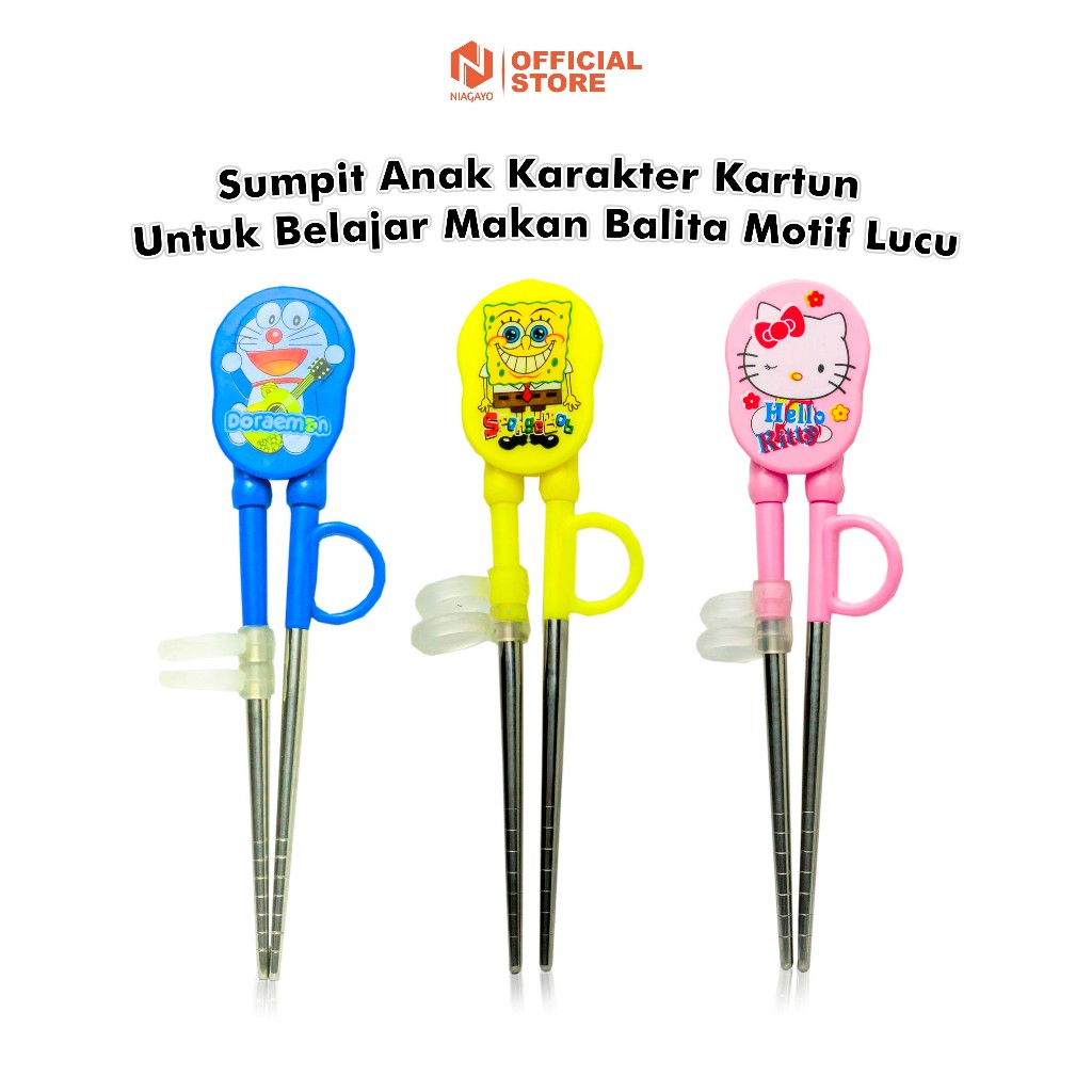 Jual Sumpit Anak Karakter Kartun Untuk Belajar Makan Balita Motif Lucu ...