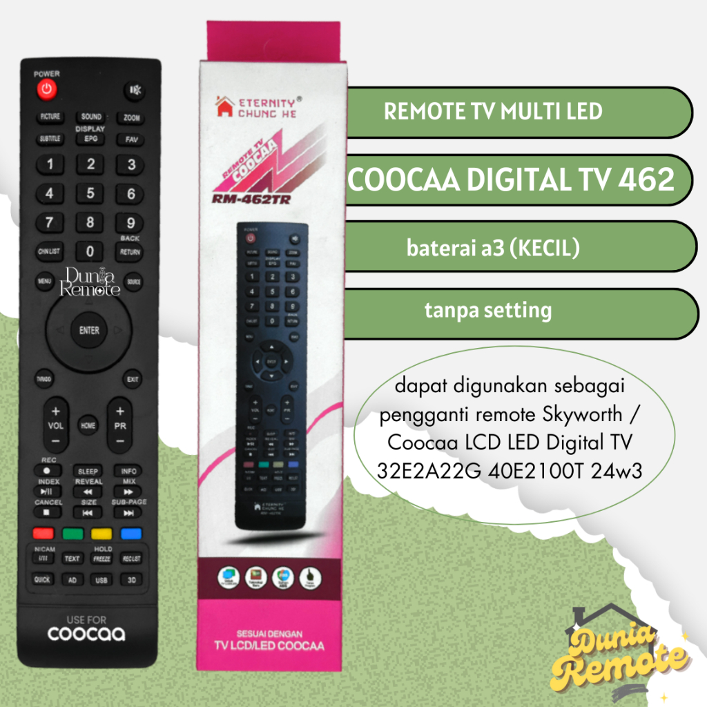 Jual Remot Remote TV Coocaa LCD LED Multi Universal 462tr Tanpa Setting ...