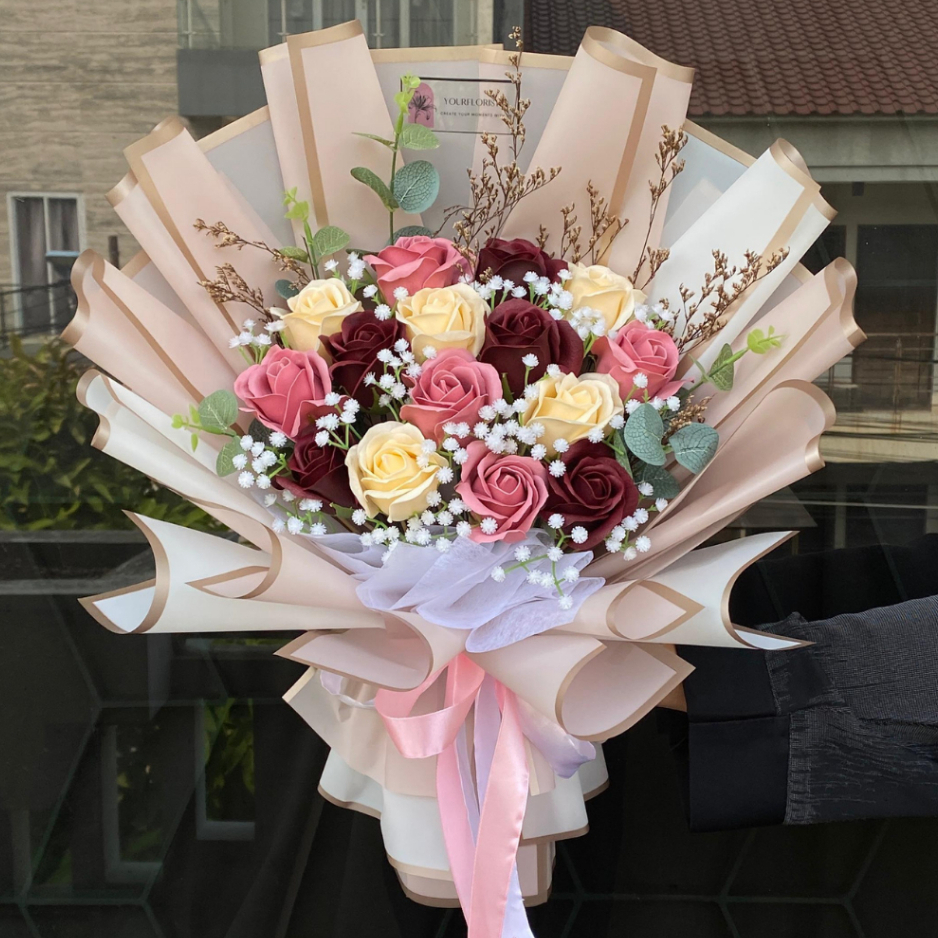 Jual SWEET ROSES BOUQUET - Buket Bunga Mawar Sabun 15 Tangkai Hadiah ...