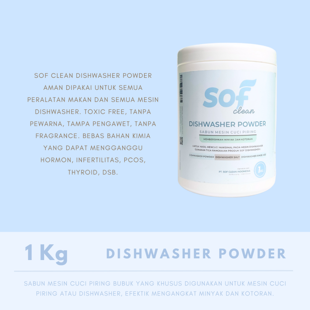 Jual Sof Clean Dishwasher Deterjen 1000gr , sabun mesin cuci piring ...