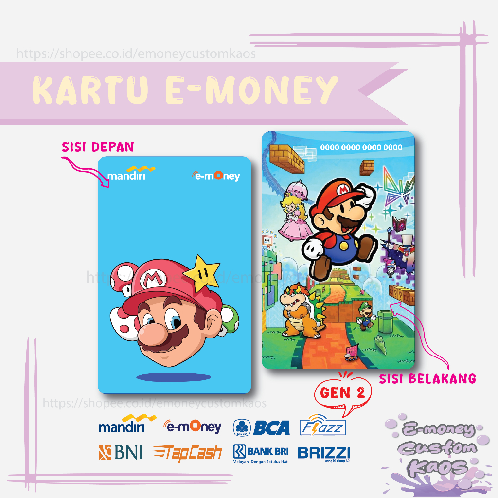 Jual KARTU EMONEY GAME NINTENDO MARIO BROSS MANDIRI FLAZZ BCA GEN 2 BNI ...