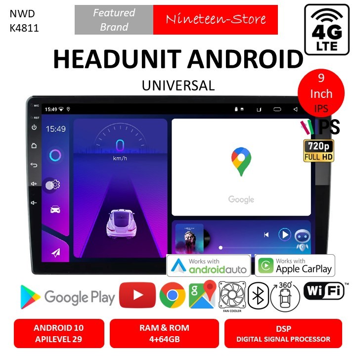 Jual Headunit Android Universal 9 Inch RAM 4GB 64GB Pro DSP Apple ...