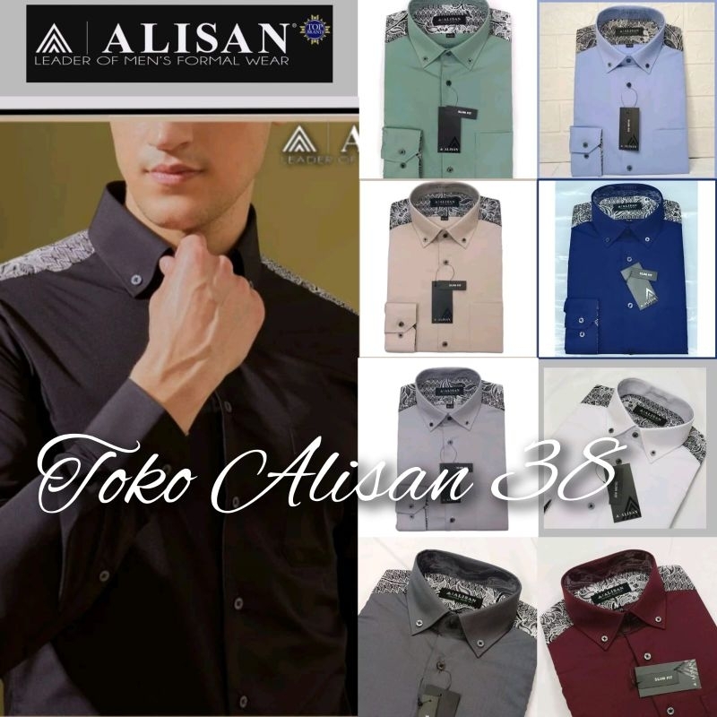 Jual Kemeja Alisan Polos Slim Fit Model Pundak Batik Lengan Panjang ...