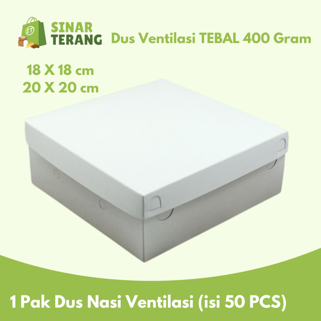 Jual Box Nasi / Dus Kotak 18 X 18 / 20 x 20 Tebal 400g Putih Ukuran 400 ...