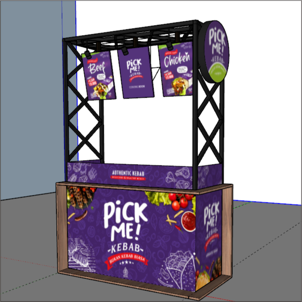 Jual Cetak Sticker stiker Booth Rombong Display Promosi Desain Free ...