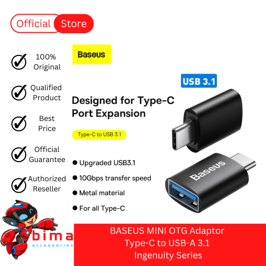 Jual BASEUS Adaptor OTG Mini Type C to USB / USB A to Type-C 3.1 Connector Converter Adapter ...