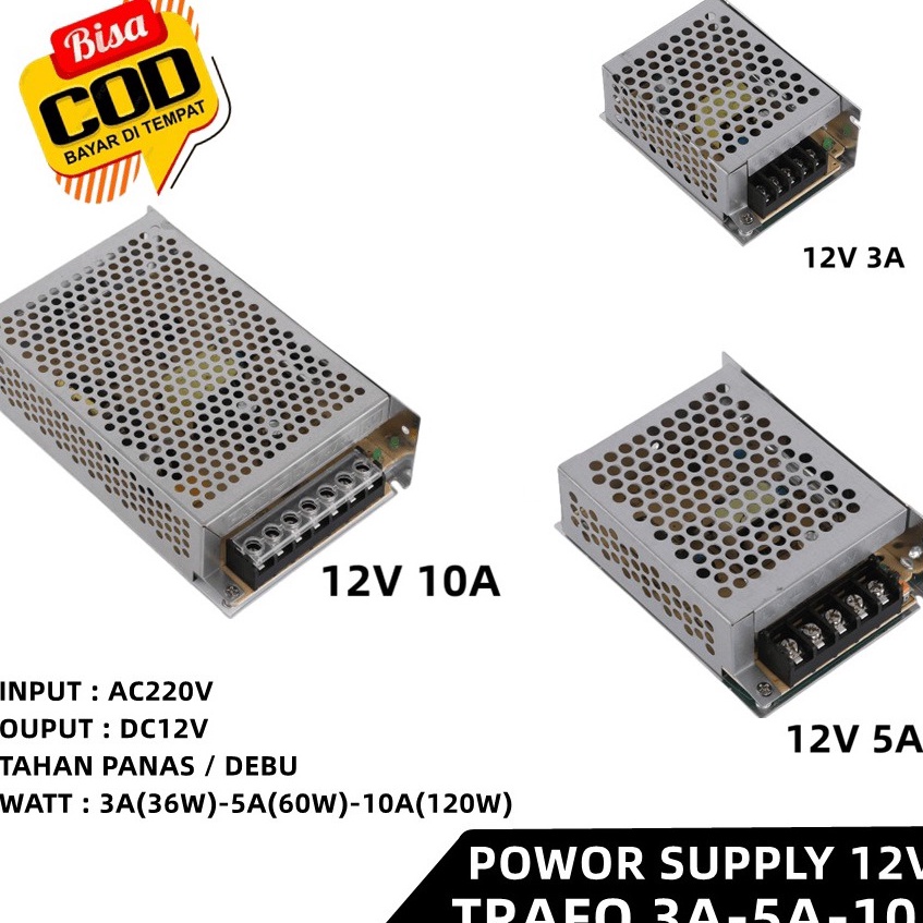 Jual Power Supply Adaptor Switching Trafo LED Strip 12V 3A 12 Volt 3 Ampere 12V 5A 12 Volt 5 ...