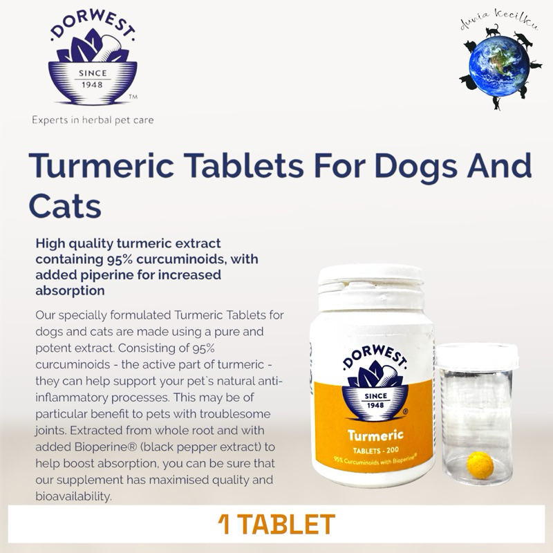 Jual Dorwest Turmeric Tablets For Cats & Dogs - Anti Inflammatory ...