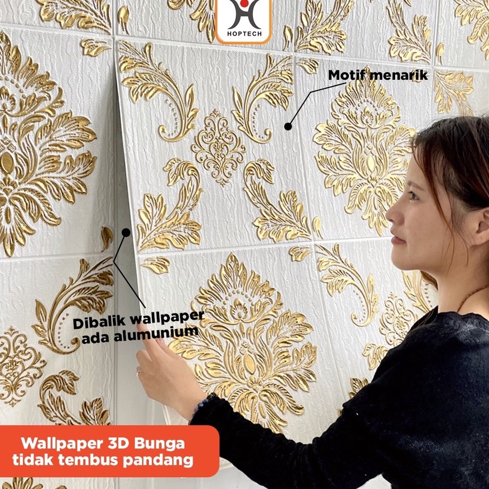 Jual GRC Wallpaper 3D FOAM Wallpaper Dinding 3D Motif Foam Batik Bunga ...
