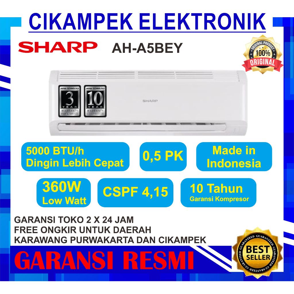 Jual AC SHARP AH-A5BEY 0.5 LOW WATT 5 BEY 1/2 PK A5BEY | Shopee Indonesia