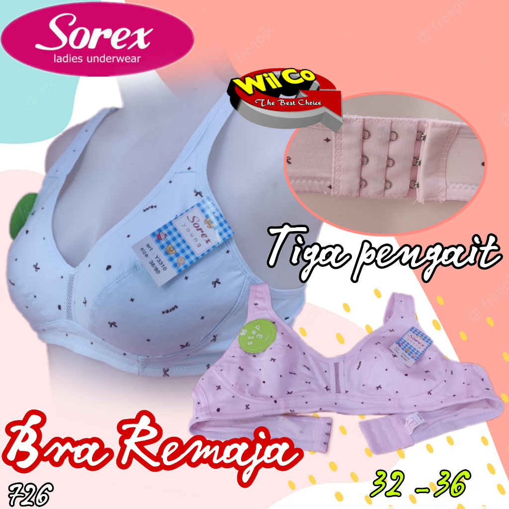 Jual K726 (1-3Pcs) Sorex Bra Remaja Step 3 Busa Tipis Tanpa Kawat Cup A ...