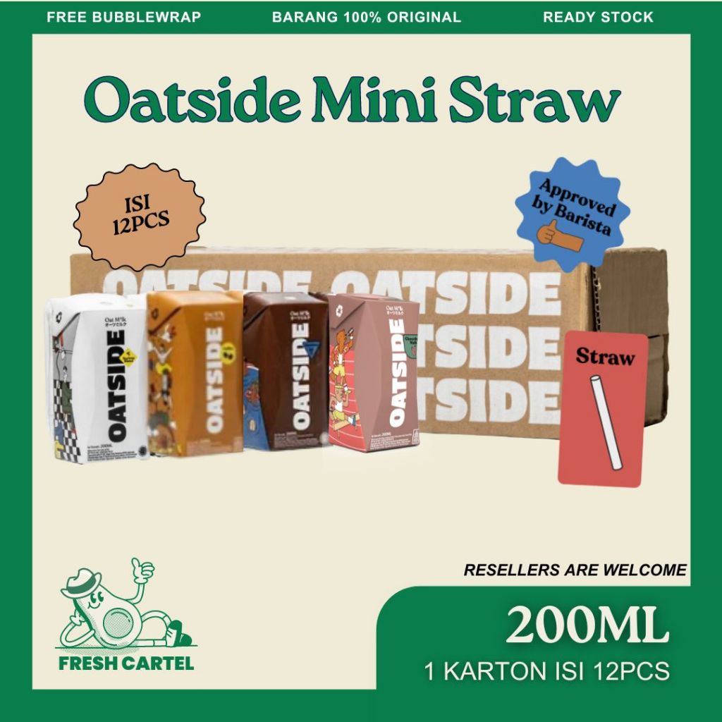 Jual OATSIDE Mini Straw Oat Milk Coffee 200ml (12pcs) (Kemasan dengan ...