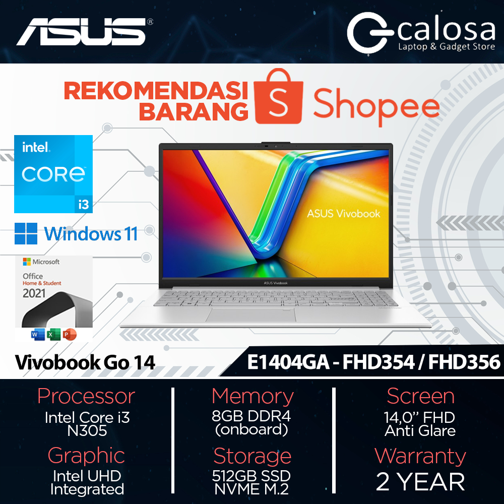 Jual LAPTOP ASUS VIVOBOOK GO 14 E1404GA FHD351M FHD352M FHD353M ...