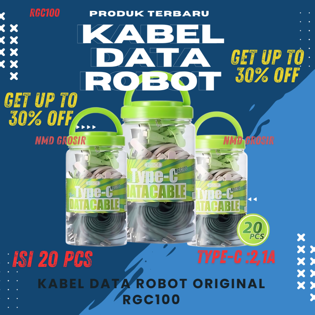 Jual Kabel data ROBOT RGC100 TYPE C 2.1a 100cm ORIGINAL ( 1 TOPLES ISI ... Jual Kabel data ROBOT RGC100 TYPE C 2.1a 100cm ORIGINAL ( 1 TOPLES ISI ...