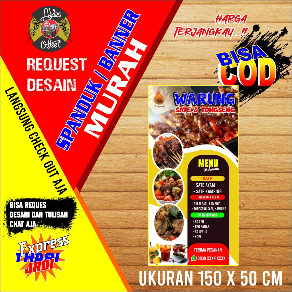 Jual SPANDUK / BANNER SATE (BISA CUSTOM) UKURAN50X150CM | Shopee Indonesia