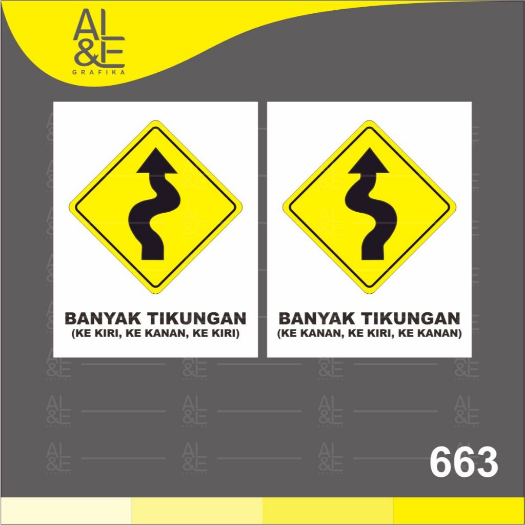 Jual 663 - Stiker Rambu Lalu Lintas, Banyak Tekungan, Kekiri Kekanan ...
