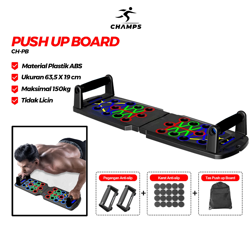 Jual CHAMPS Push Up Board Foldable Alat Push Up Stand Home Gym Alat ...
