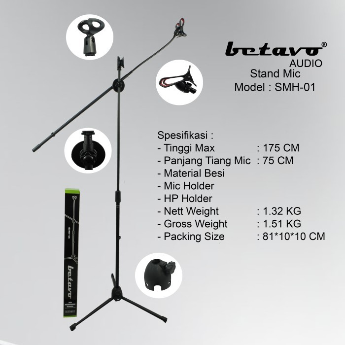 Jual Stand MIC BETAVO SHM 01 Stand Mic + Jepit HP Body Besi Tinggi ...