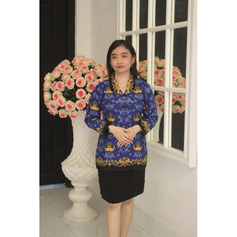 Jual KORPRI wanita kerah HITAM katun c40s by SRITEX berlapis full furing halus | Shopee Indonesia