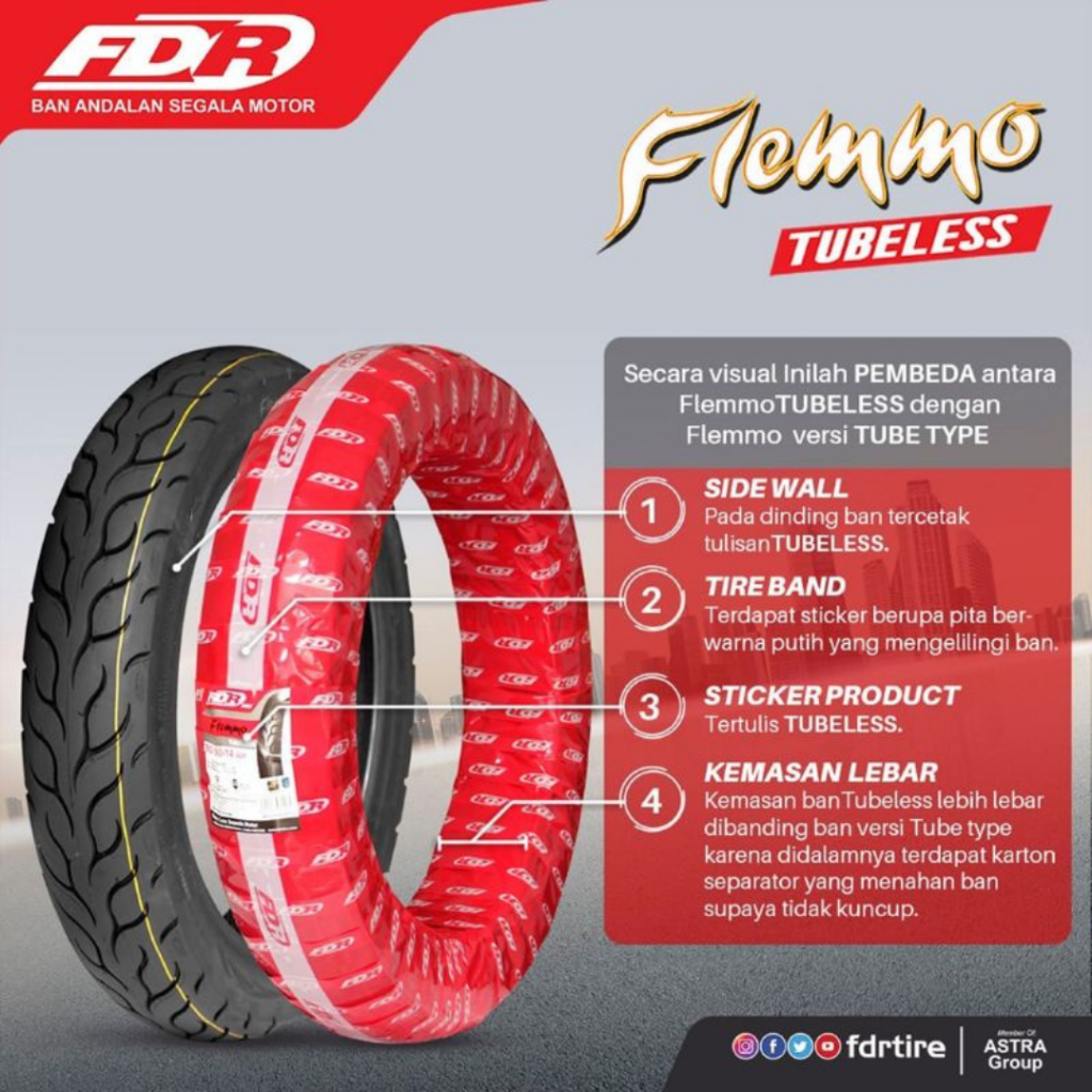 Jual FDR FLEMMO TUBELESS/BUKAN TUBELESS (TUBETYPE) BAN LUAR MOTOR MATIC ...