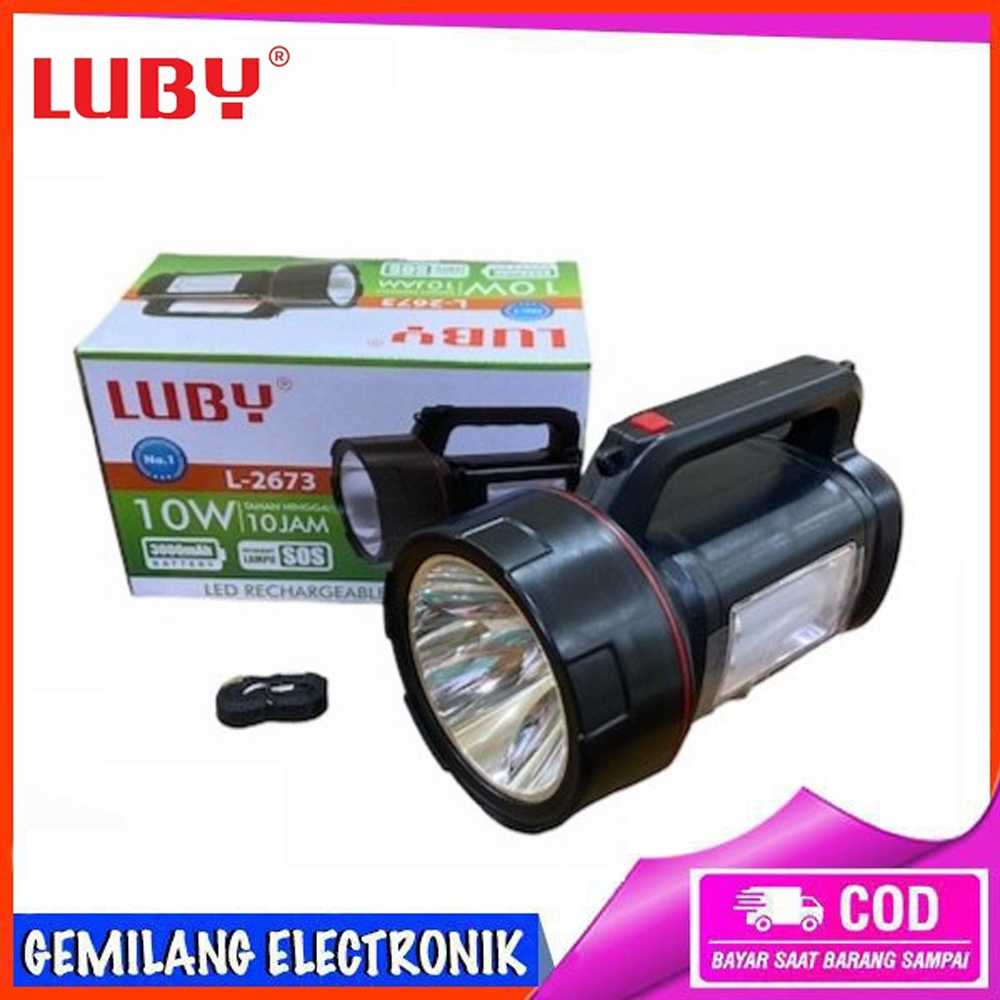 Jual Senter LUBY L-2673 10w Lampu Darurat Emergency Lamp Torch Flash ...
