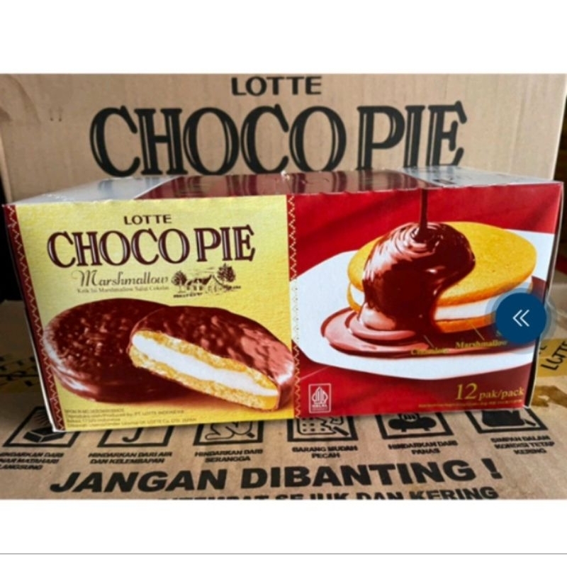 Jual Lotte Choco Pie Coklat Marshmallow Box 1 Pack Isi 12 pcsx28gr ...