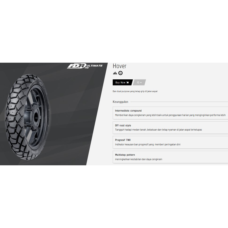Jual BAN LUAR SEPEDA MOTOR FDR HOVER TUBELESS ORIGINAL MATIC RING 14 ...