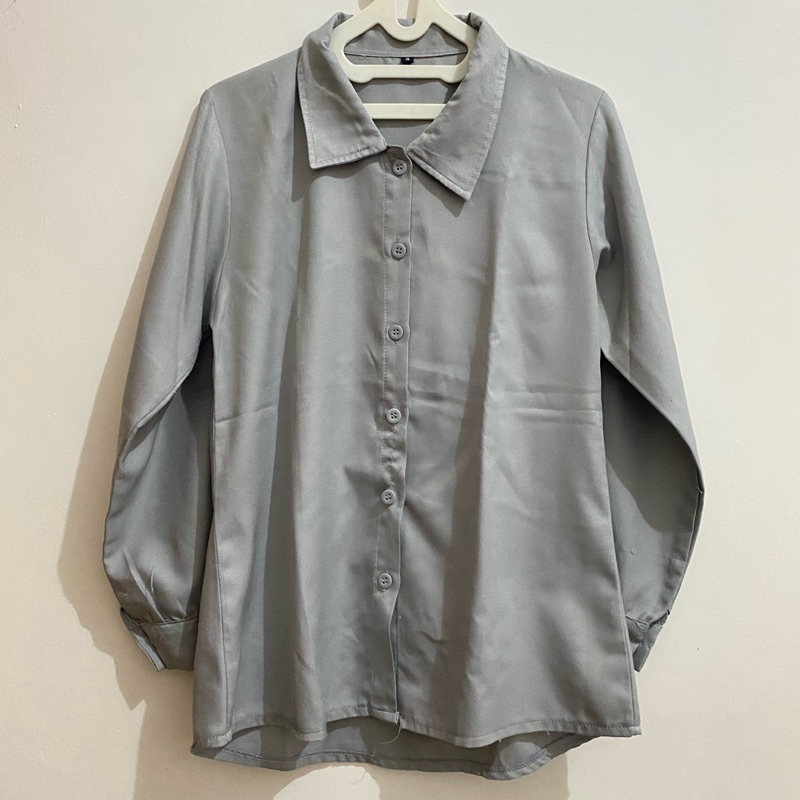Jual Kemeja Abu Oversize Size S | Shopee Indonesia