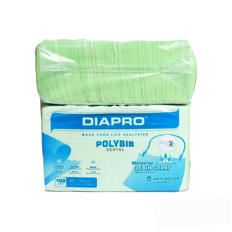 Jual DIAPRO Dental Bib Premium Celemek Apron Polibib Dental Isi 100pcs ...
