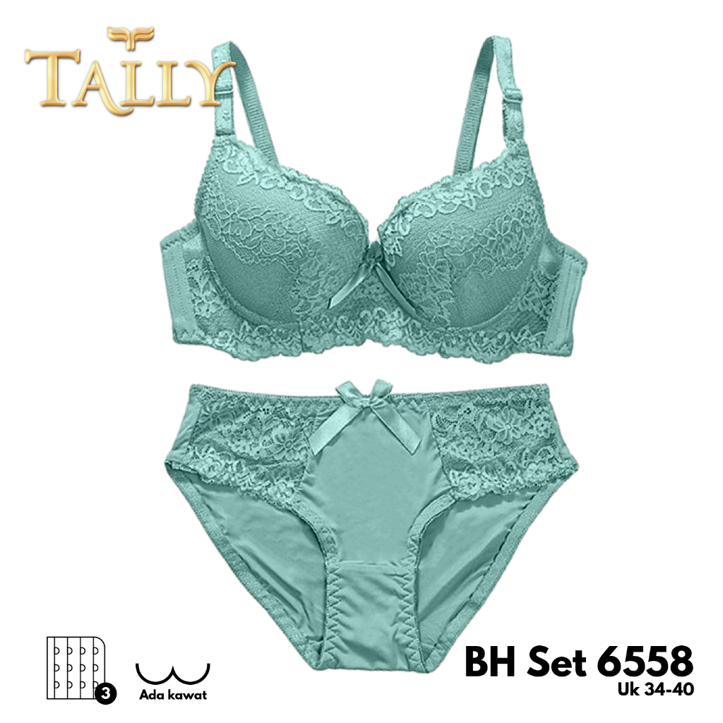 Jual (Set Bra) Bh Bra Set Tally 6558 (Cup B) Brokat | Busa Tipis Pakai Kawat |Ac | Shopee Indonesia