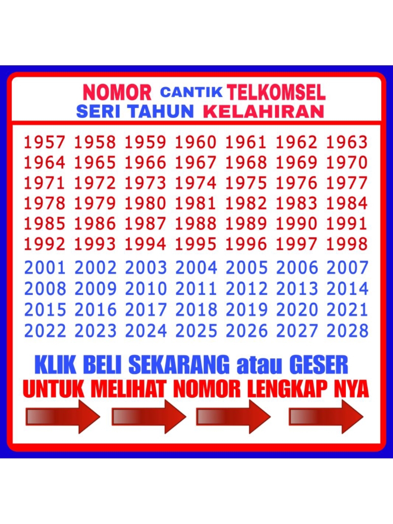 Jual Nomor Cantik Telkomsel Seri Tahun | Unik & Langka | Shopee Indonesia