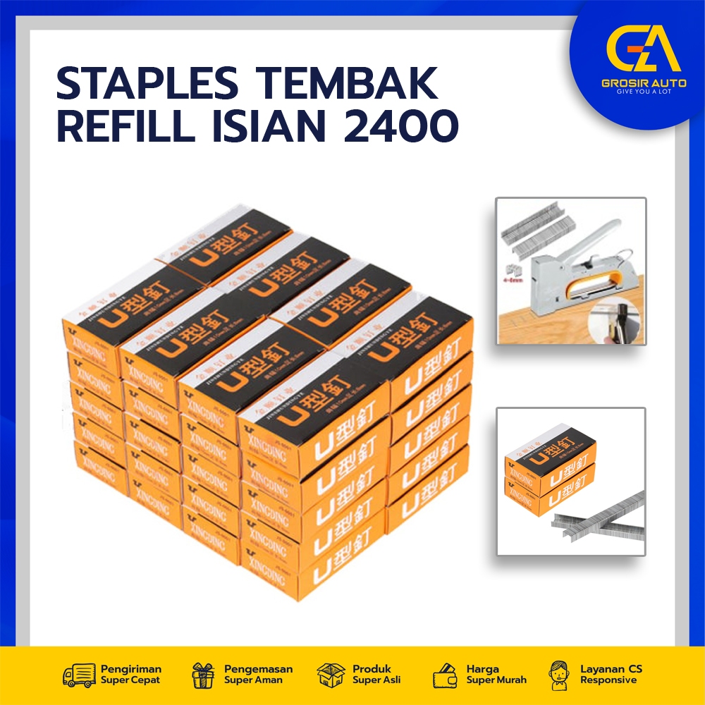 Jual Isi Stapler Staples Tembak Refill Gun tacker 2400 pcs | Shopee ...