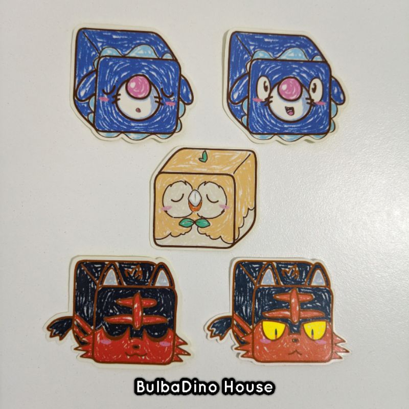 Jual Custom Stickers Stiker Starter Pokemon Alola set of 5 : Rowlet ...