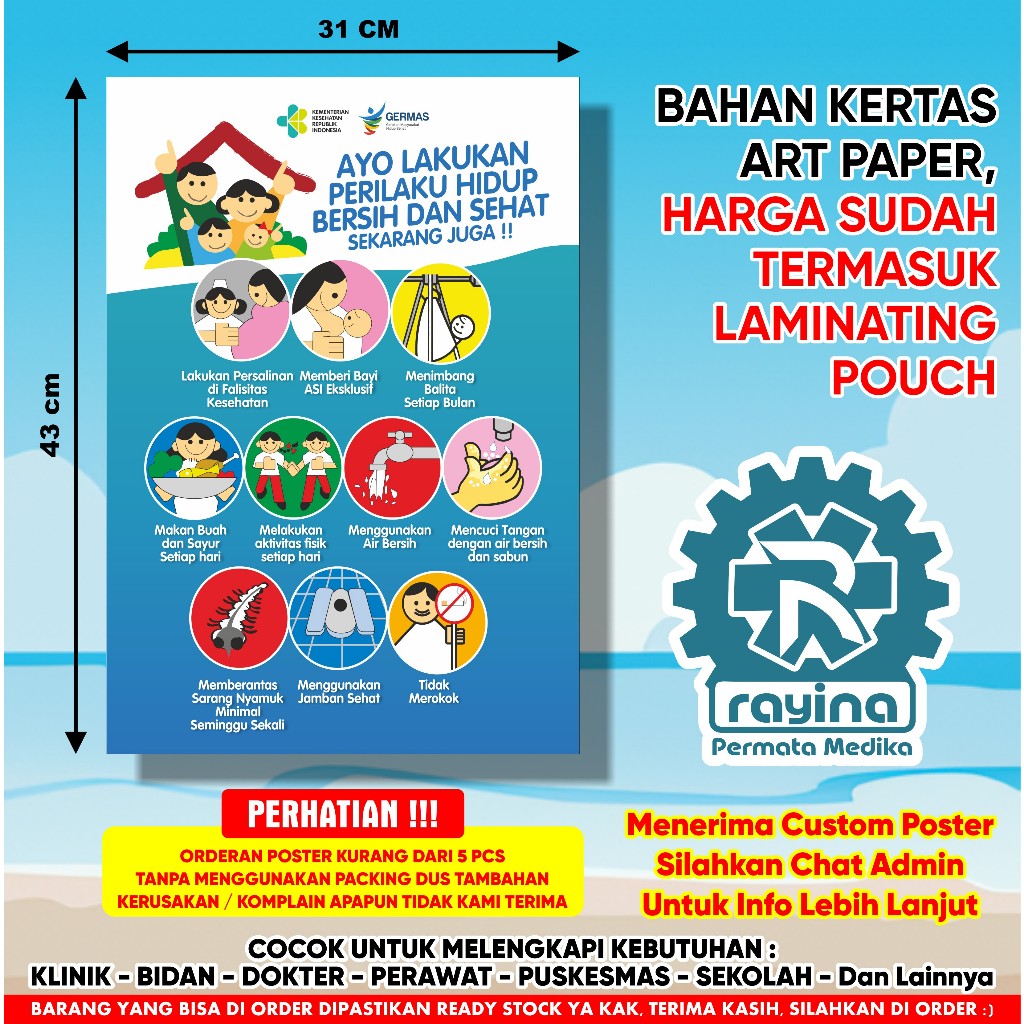 Jual Poster Ayo Lakukan Perilaku Hidup Bersih dan Sehat | Shopee Indonesia