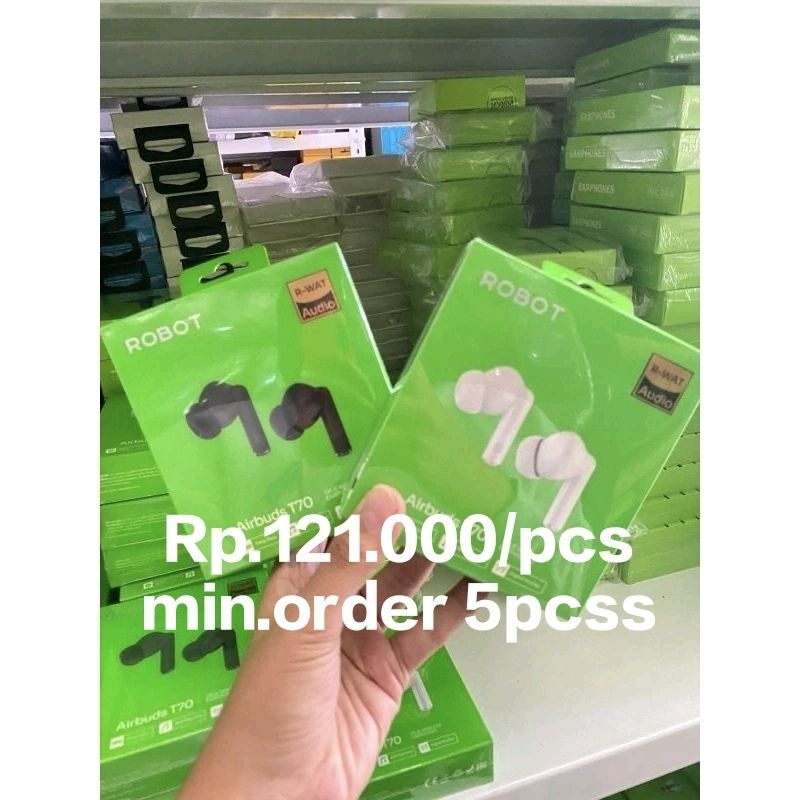 Jual ROBOT T70 TWS wireless earphone deep bass led display | Shopee ...