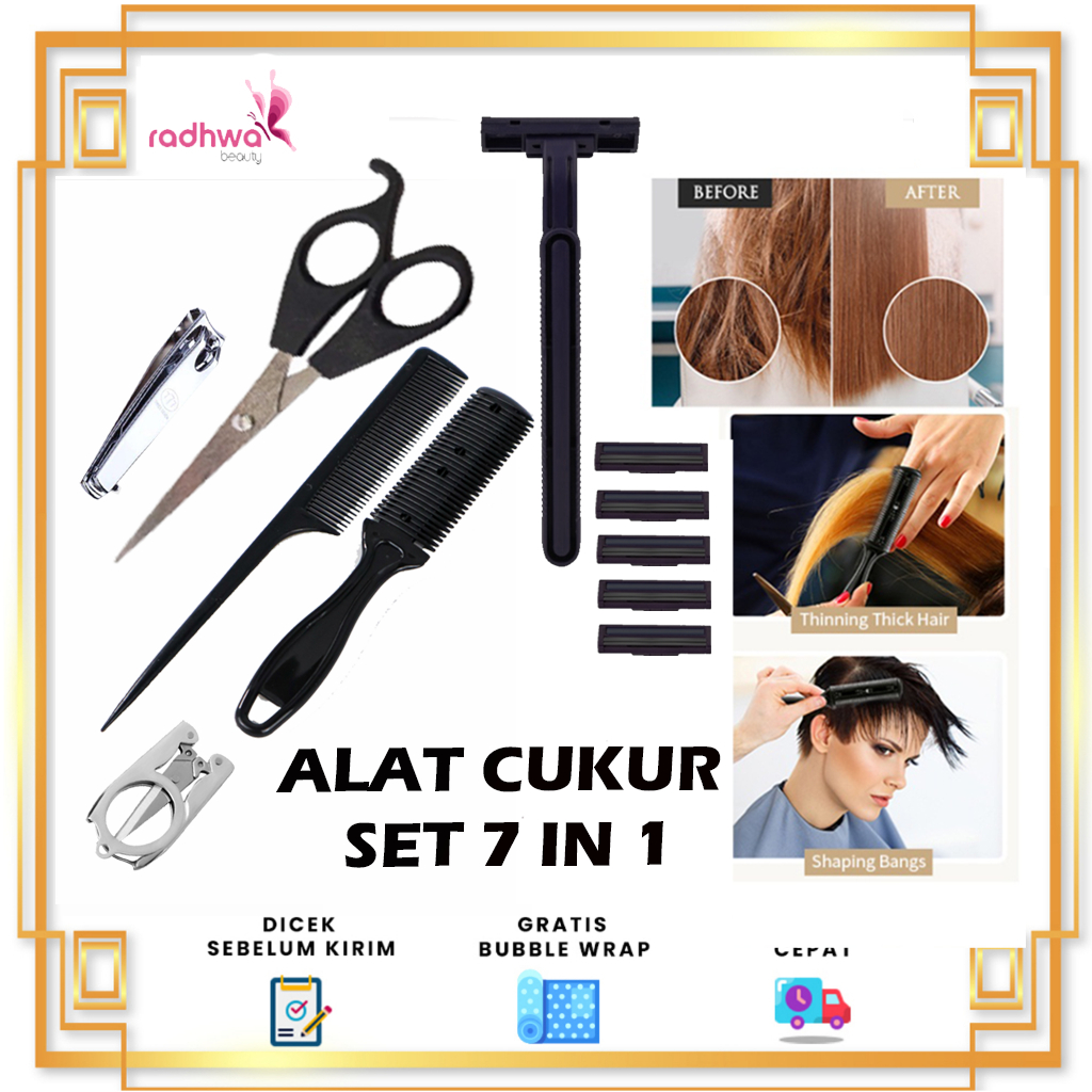 Jual Alat Cukur Set styling rambut 7in1 Rambut Gunting Sisir Sasak ...