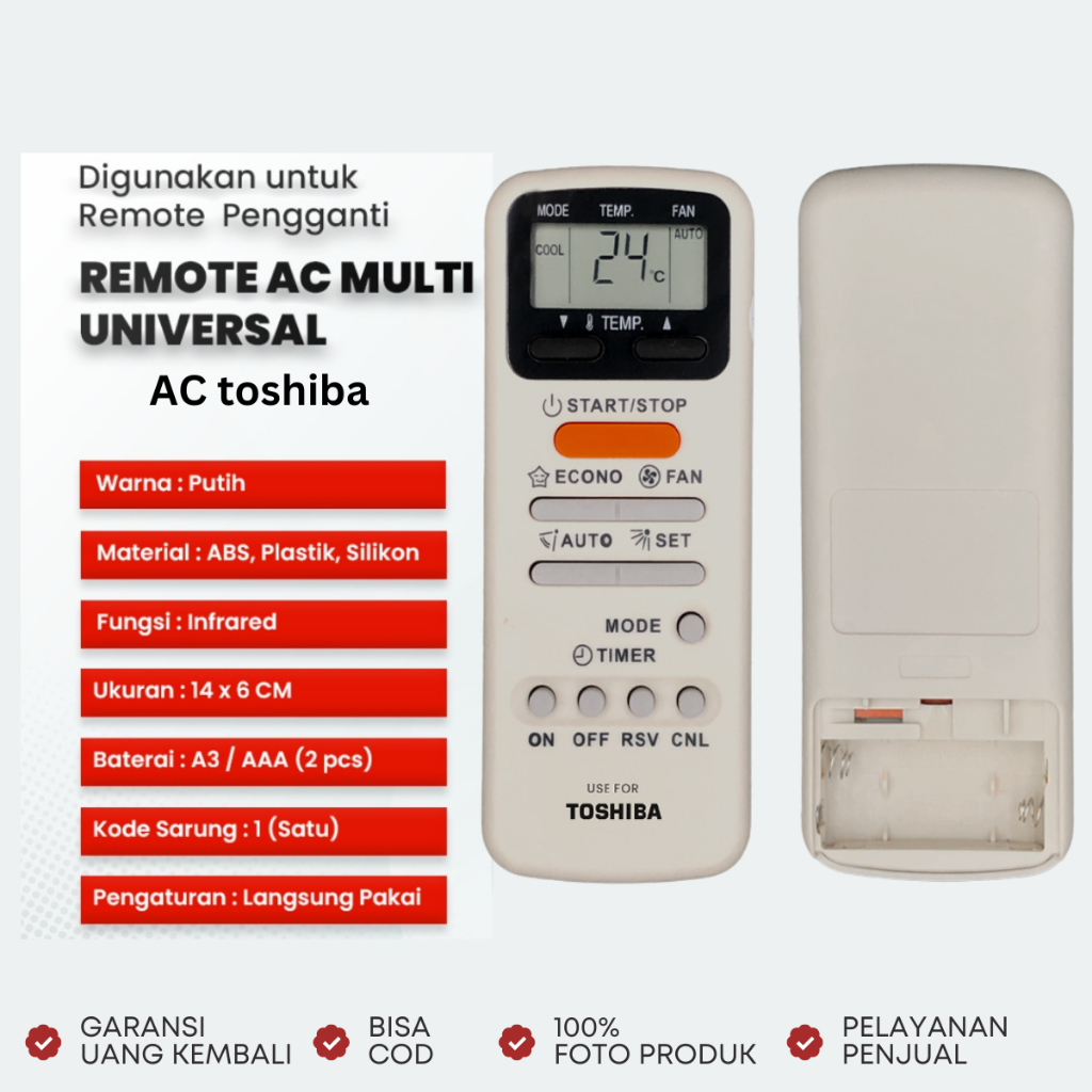 Jual Remot / REMOTE MULTI AC TOSHIBA TYPE K 8008 TR / ecer dan grosir ...