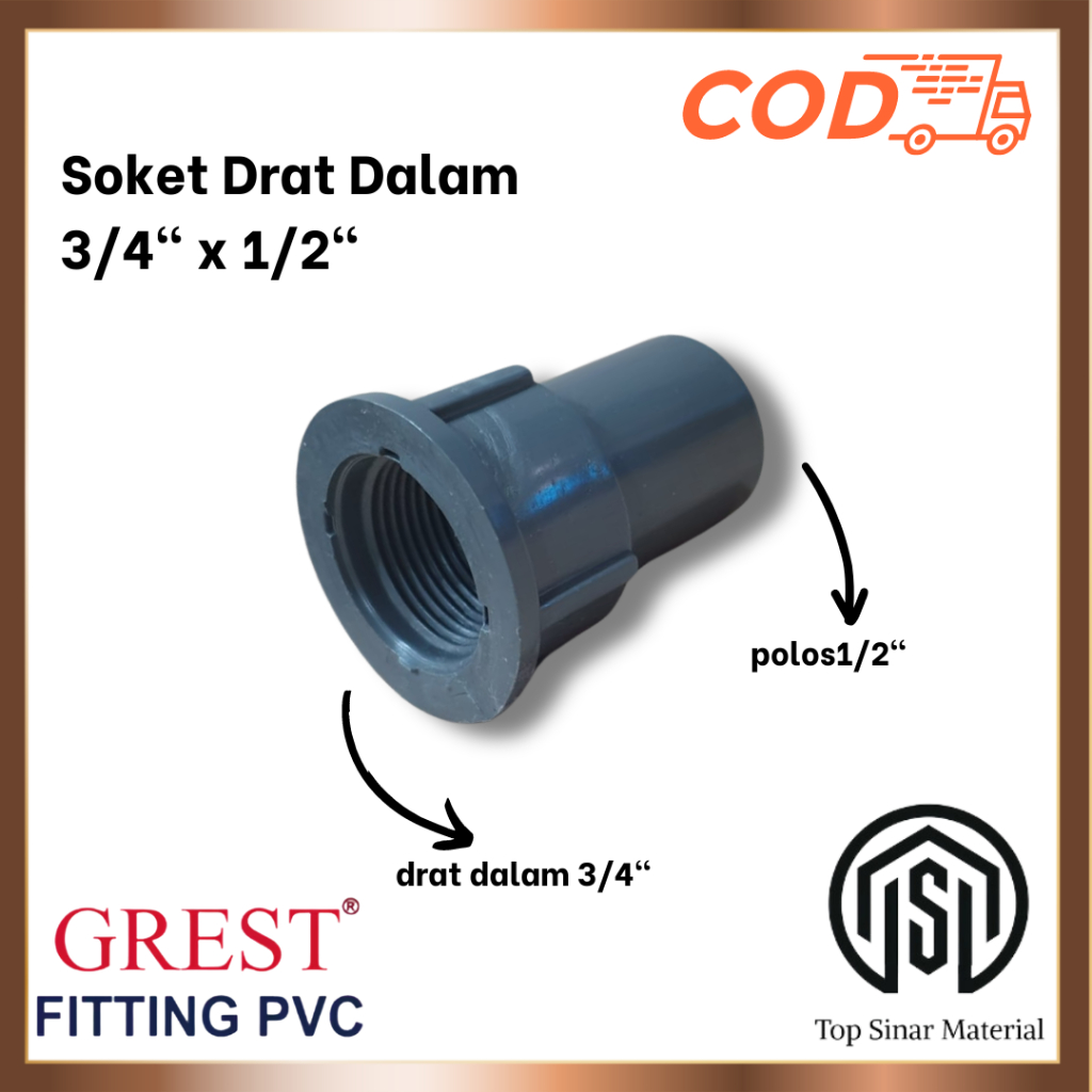 Jual SDD 3/4 x 1/2 AW Grest - Sock drat dalam 3/4" x 1/2" sok derat ...