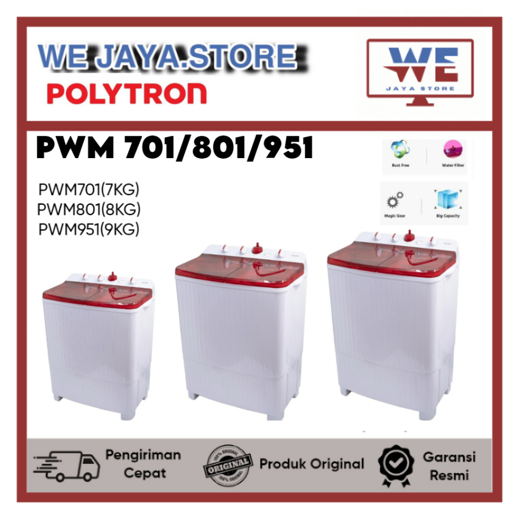 Jual MESIN CUCI POLYTRON 2 TABUNG PWM701(7KG)PWM-801(8KG)PWM-951(9KG ...