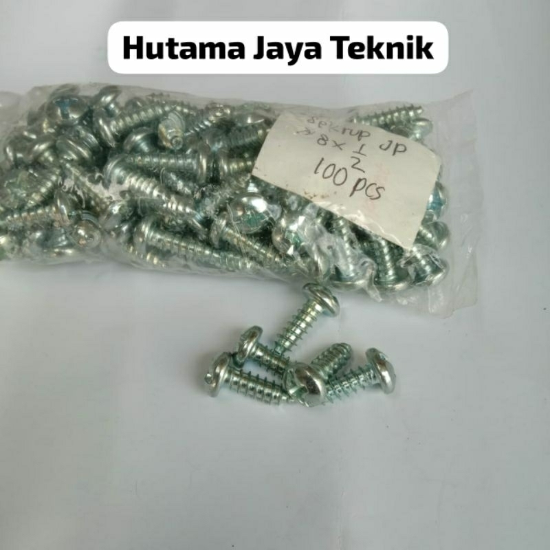 Jual Sekrup Skrup Kepala Bulat Tapping Screw JP PH # 8 x 1/2 8x1/2 (1 pack isi 100 pc) | Shopee ...