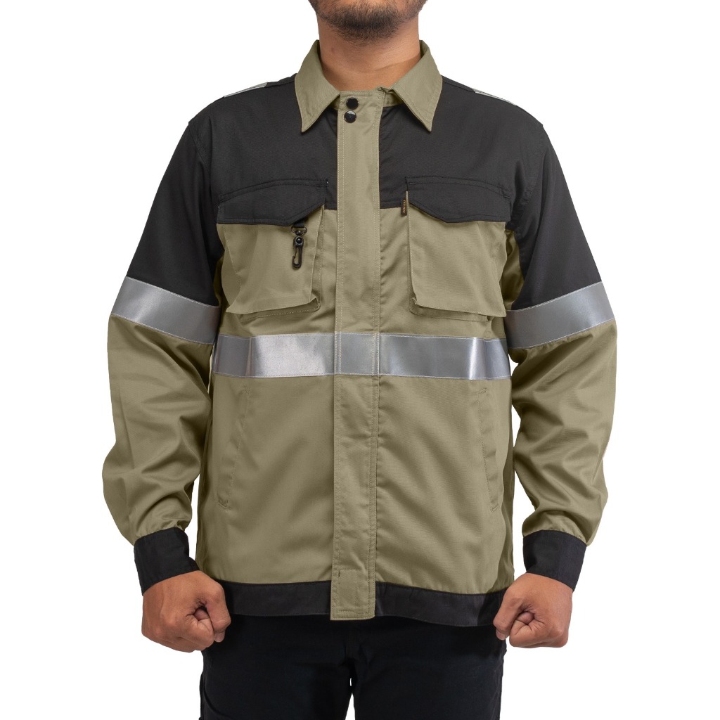 Jual ENGINEER WORKWEAR - GLISTEN WEARPACK KHAKI- KEMEJA KERJA SAFETY ...