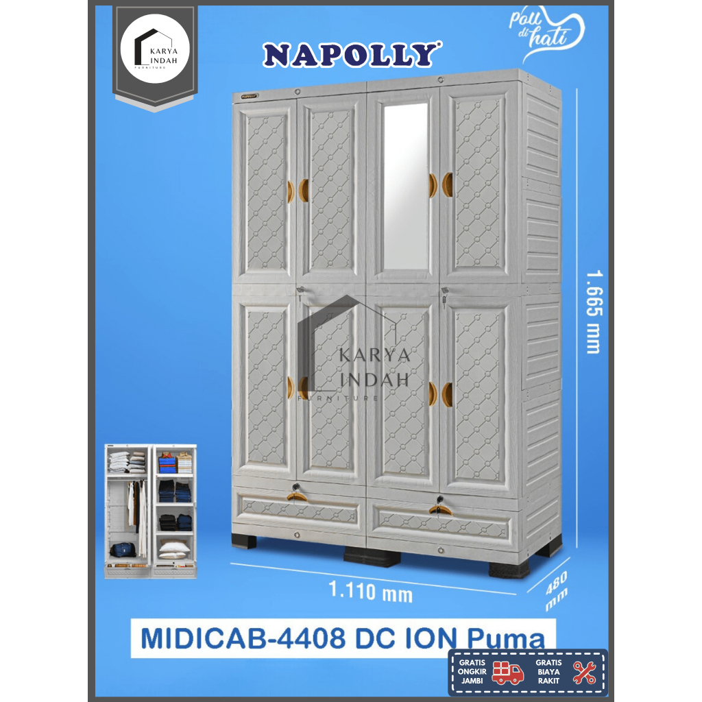 Jual Lemari Plastik NAPOLLY MIDICAB-4408 DC ION PUMA - Mini Cabinet ...