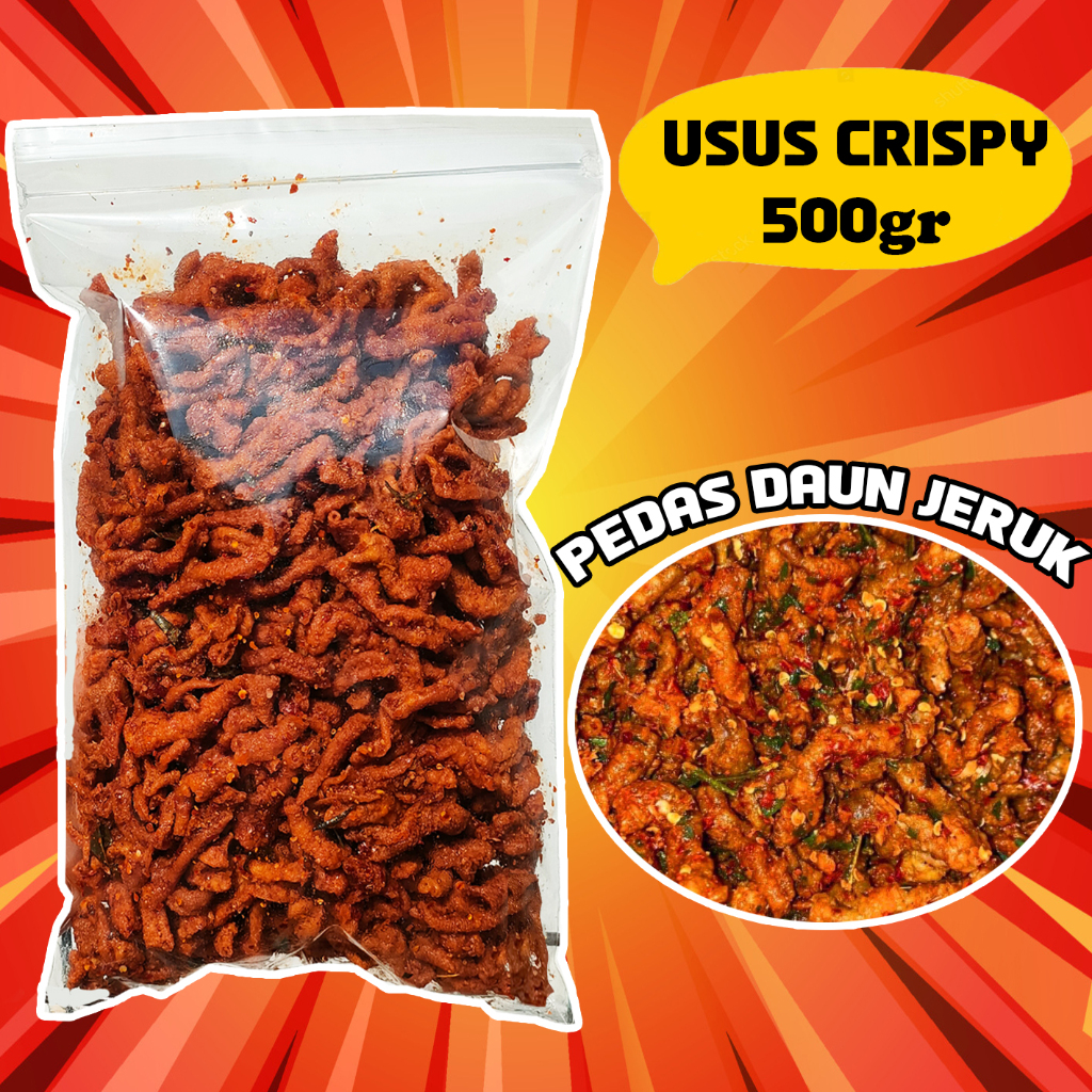 Jual KERIPIK USUS CRISPY 500gr/USUS KRISPY PEDAS DAUN JERUK 500gram ...
